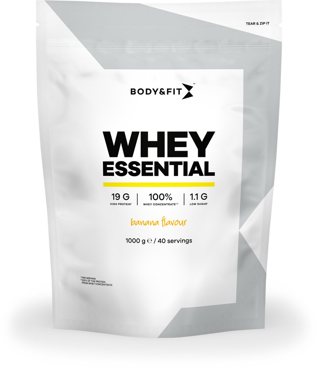 Body & Fit Whey Essential - Eiwitshake Banaan - Proteine Poeder - Whey ...