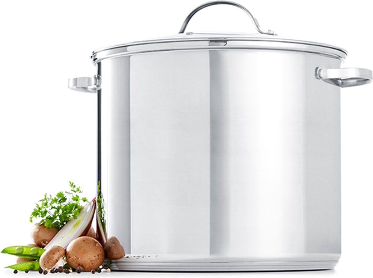 Deski soeppan 10 Liter - 26 cm diameter - Met glazen deksel - RVS - BCC.nl