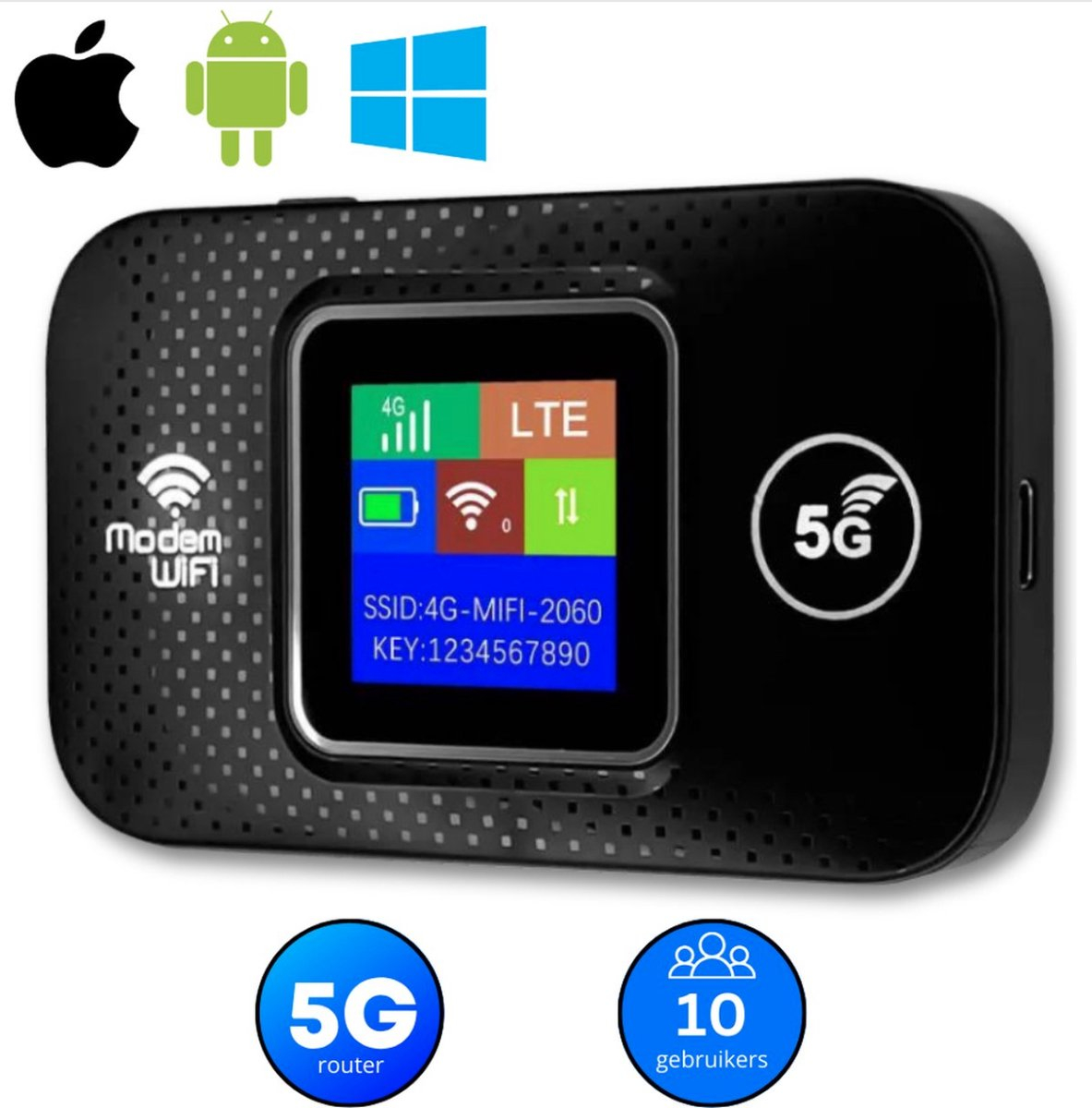 EasyConnect Mifi Router Draadloos Wifi – Zwart – 4G Router – Verbind ...