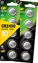 GP Extra Lithium CR2450 - batterijen CR2450 - 3V knoopcel batterij - 10 stuks - BCC.nl