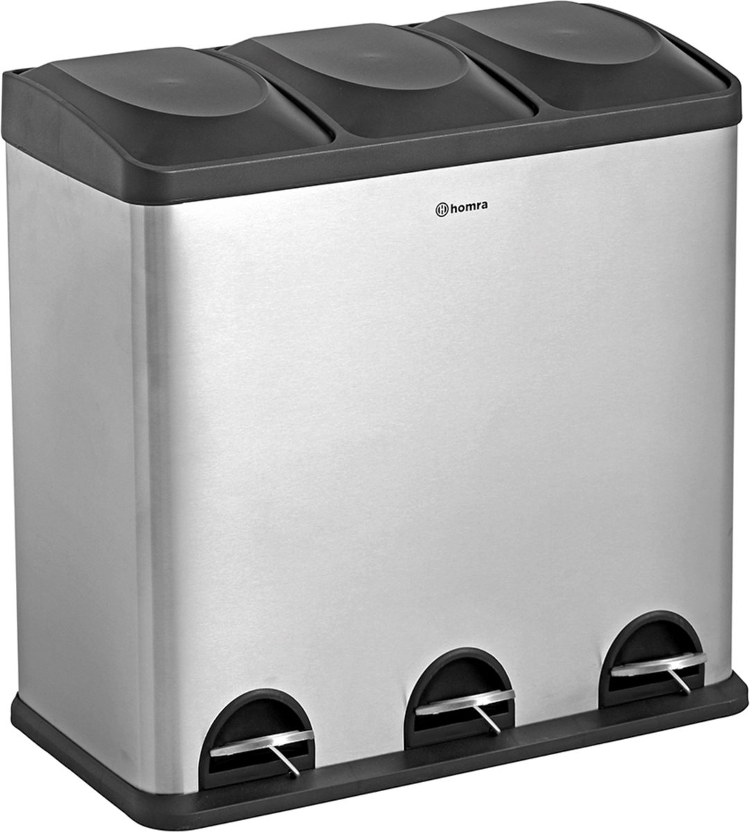 Homra MAXER pedaalemmer – Prullenbak 3 vakken – Afvalemmer 60 Liter (3x ...