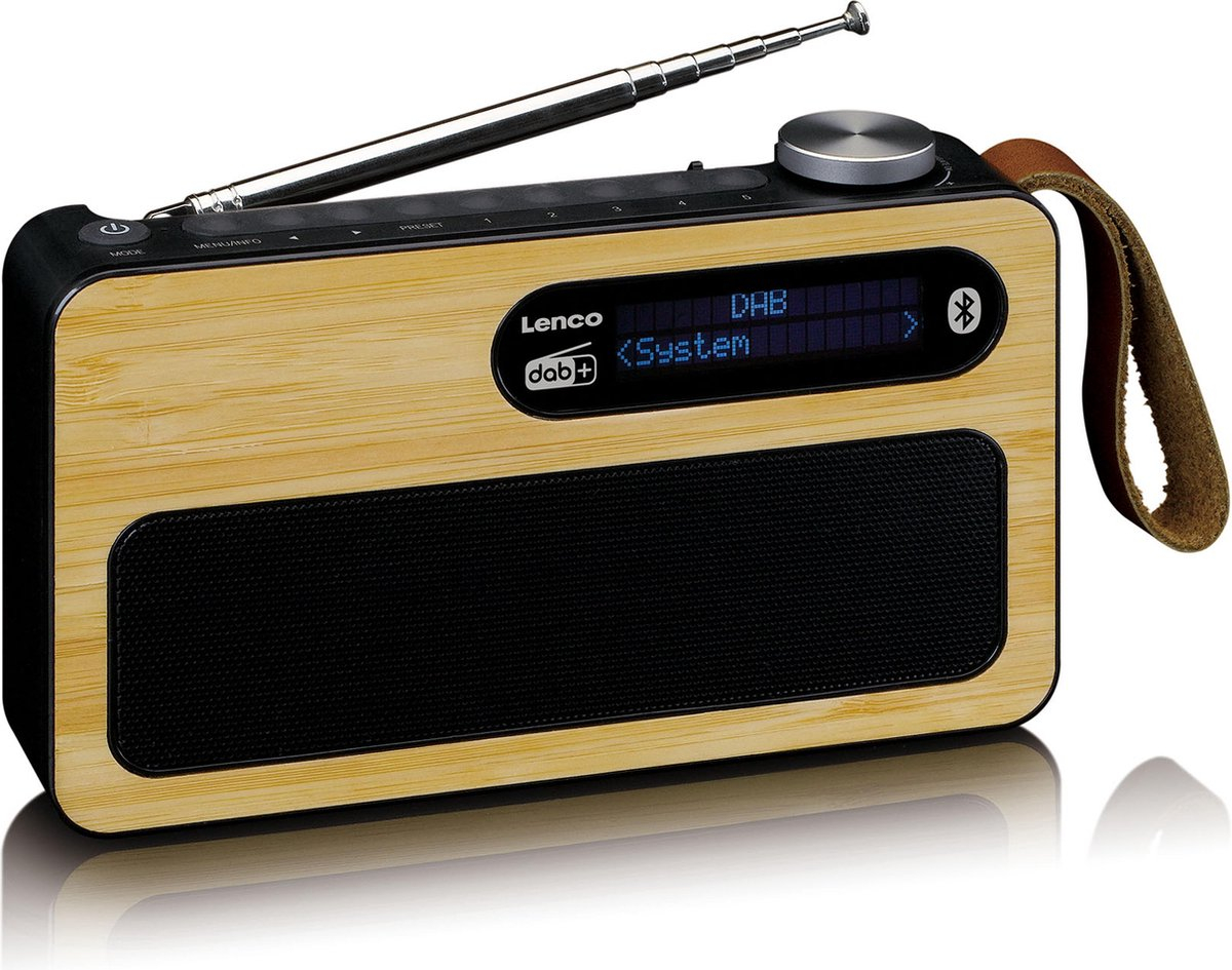 Lenco PDR-040BAMBOOBK - Draagbare DAB Radio met FM DAB+ en Bluetooth® - Klok en Alarmfunctie ...