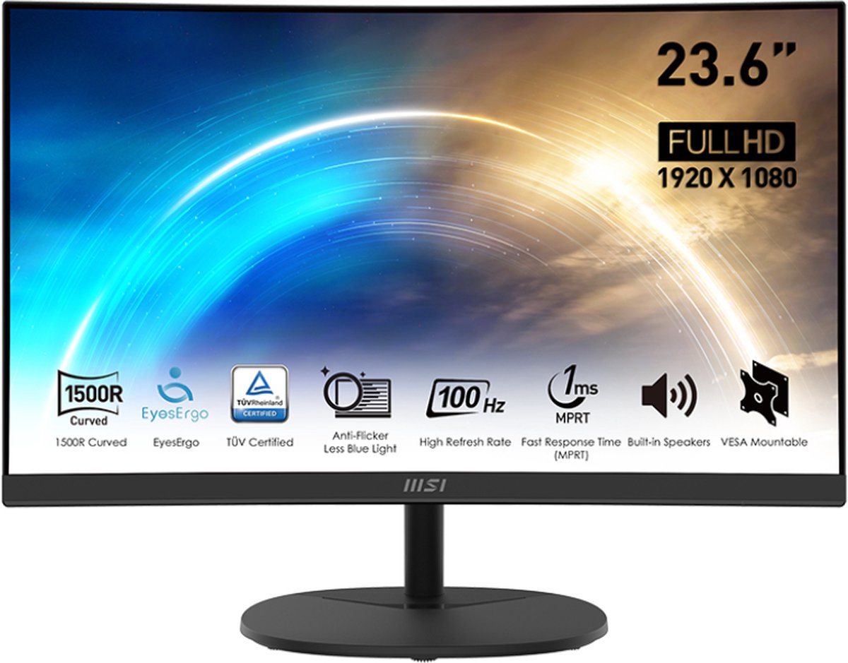MSI PRO MP2412C - Full HD Monitor - 100Hz - 24 inch - Curved - BCC.nl