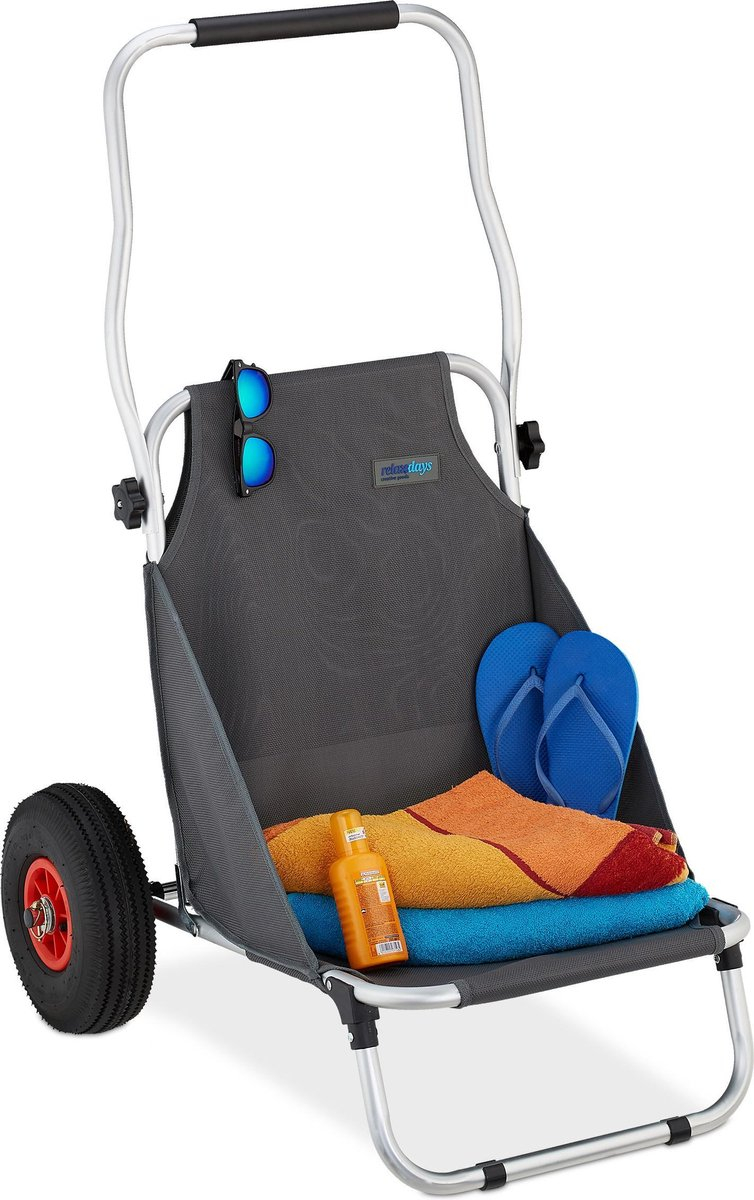 Relaxdays Strandtrolley opvouwbaar - klein model - strandstoel met ...