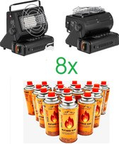 SMH LINE® Draagbare Gaskachel - 2 in1 - Camping gaskachel - Incl. 8x ...