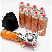 SMH LINE® Mini Camping kooktoestel - Gasbrander - Opvouwbaar - Incl. 8x ...