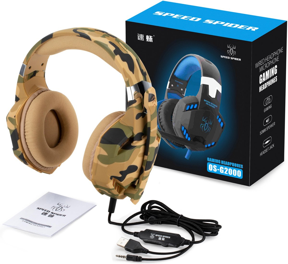 Speed Spider Gaming Headset – Noise Cancelling - led verlichting - BCC.nl