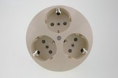 Uni Inbouw Stopcontact - 3-voudig - Rond - Randaarde - Crème - BCC.nl