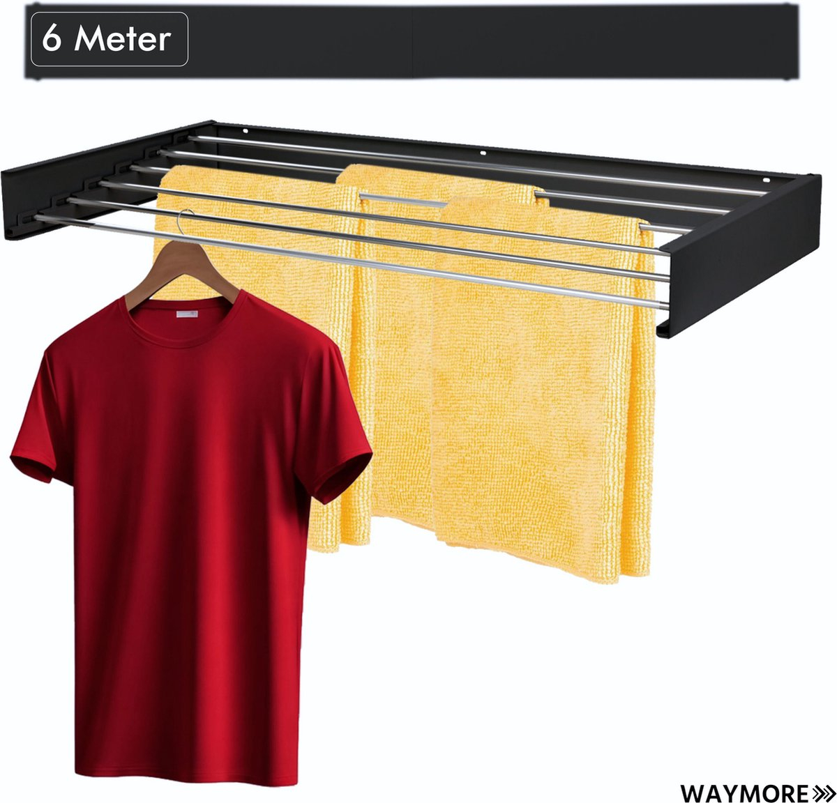 Waymore Wanddroogrek 6 Meter Hangend - Wasrek Inklapbaar - Droogrek ...