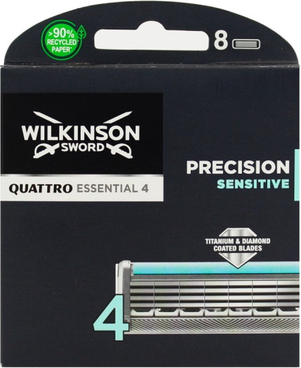 Wilkinson Sword Quattro Titanium Sensitive Scheermesjes - 8 stuks - BCC.nl