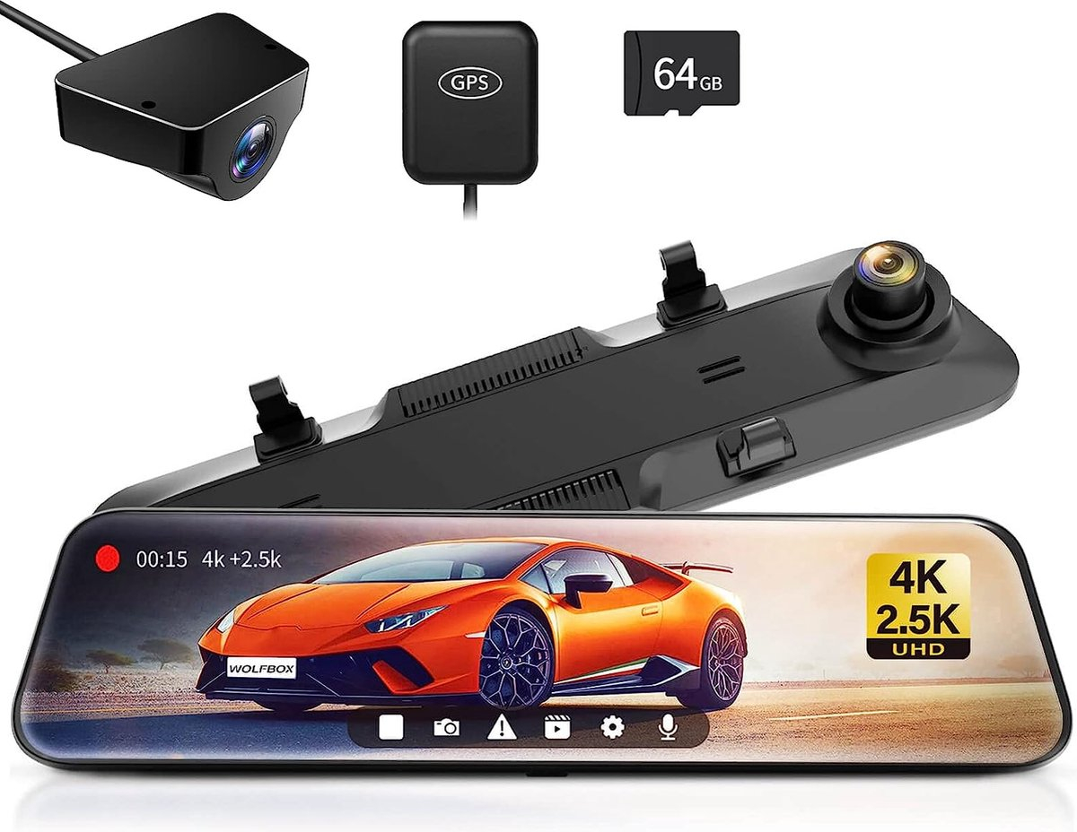 WOLFBOX G900 - Mirror Dashcam - 4K + 2.5K - BCC.nl